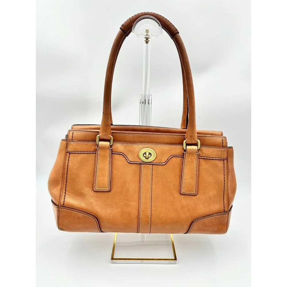 Coach | Bags | Vintage Coach Medium Hampton Leather Turnlock Carryall ...